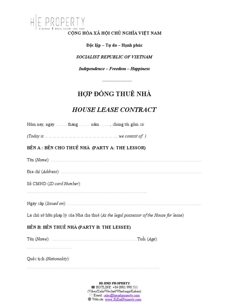HD Thue Nha - Song Ngu Anh Viet | PDF
