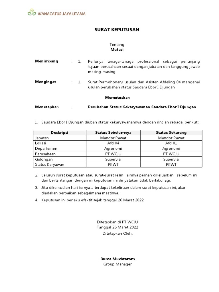SURAT PENETAPAN JABATAN | PDF