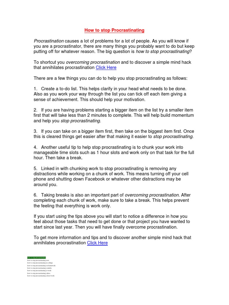 How To Stop Procrastinating Overcoming P | PDF | Procrastination | Professional Skills