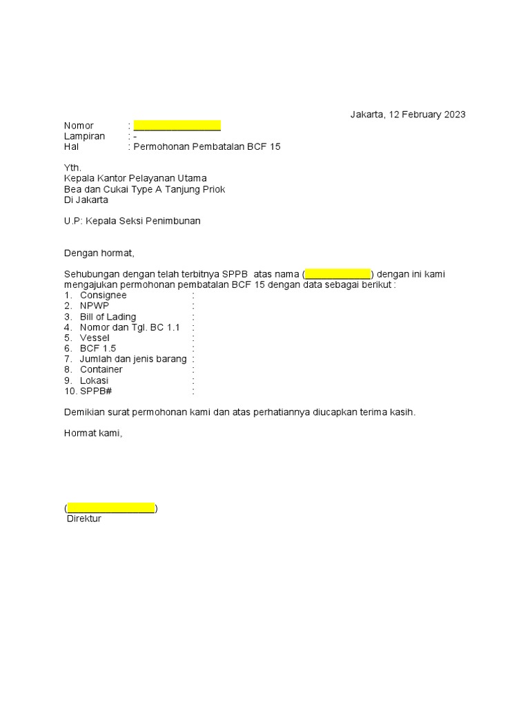 Pembatalan BCF1.5 | PDF