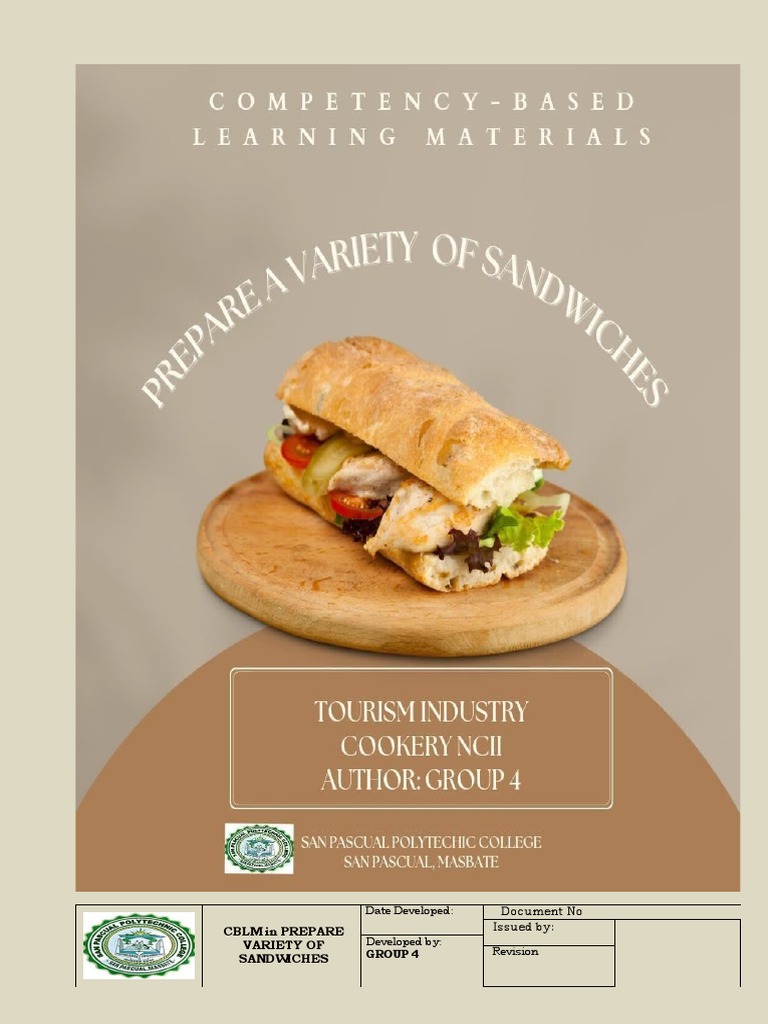 CBLM Prepare A Variety of Sandwiches | PDF | Hamburgers | Sandwich