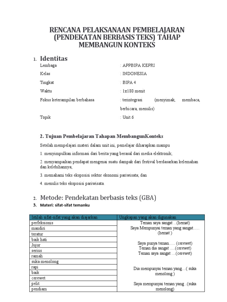 RPP Pengiat Bipa | PDF