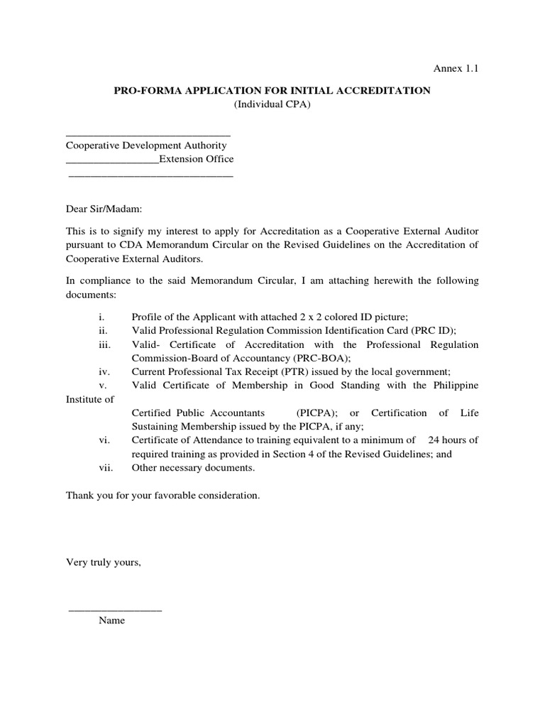 CPA Accreditation Application Form | PDF