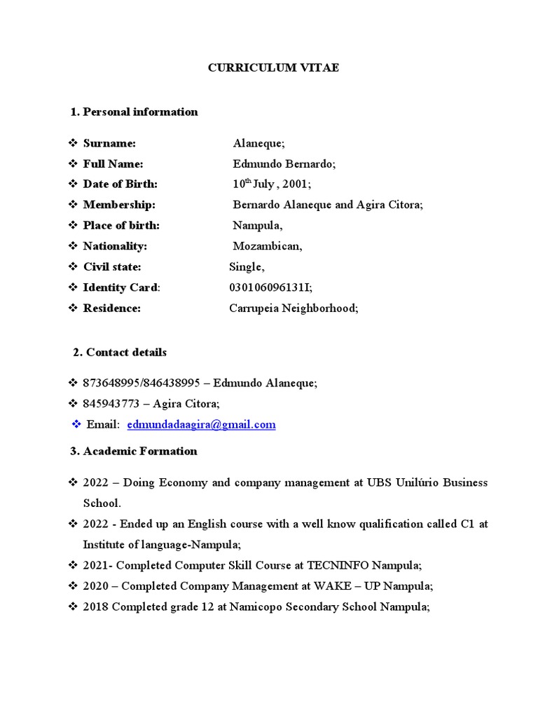 Curriculum Vitae EDMUNDO | PDF | Schools | Curriculum