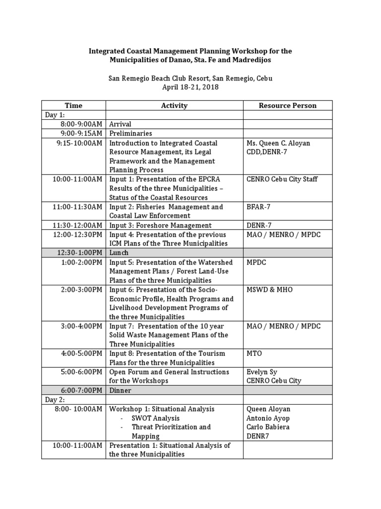 Proposed-ICM-Planning-Workshop-Program | PDF | Economies | Natural ...