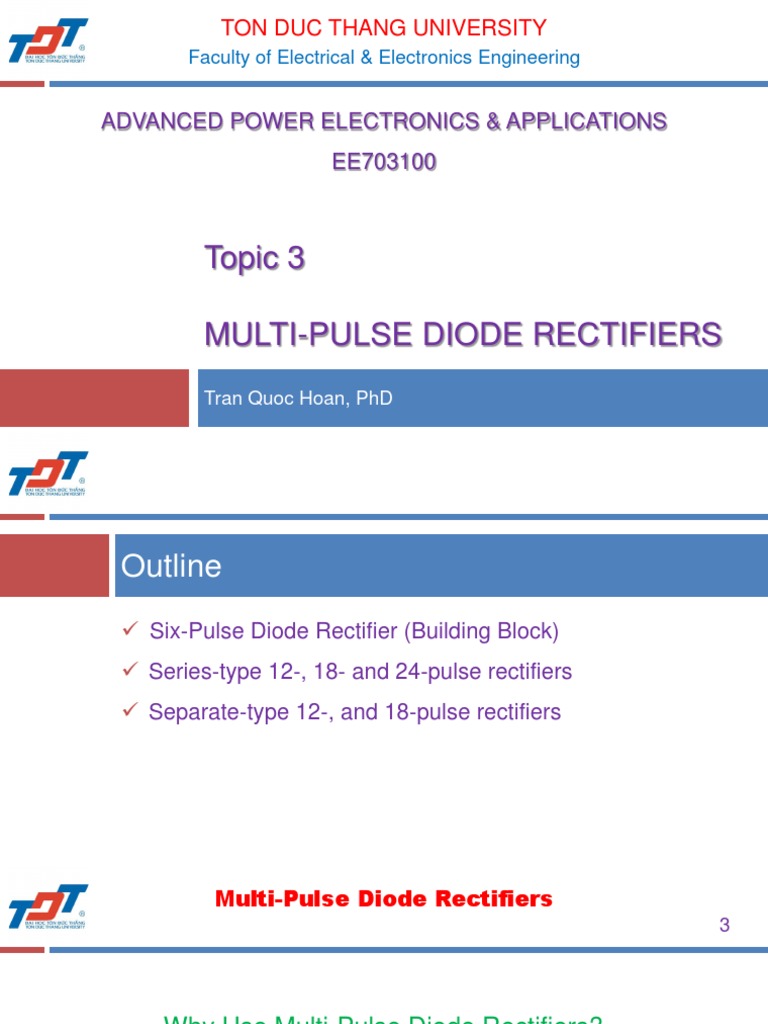 Topic 3 - Multi-Pulse Diode Rectifiers | PDF | Rectifier | Electrical Equipment