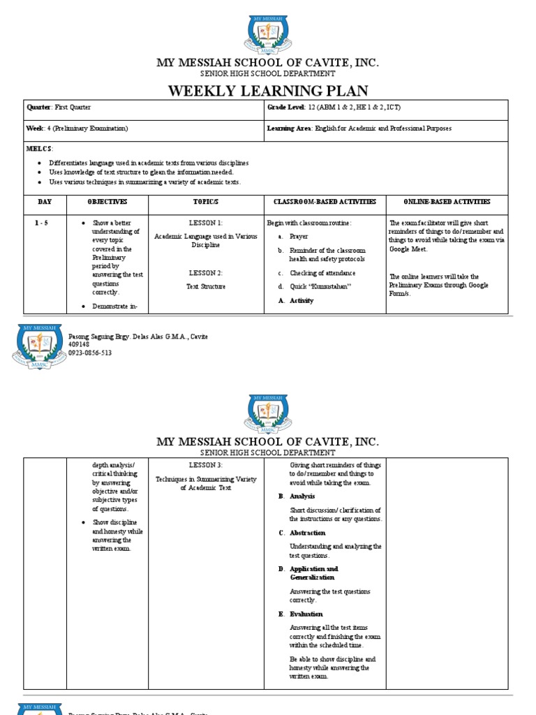 Week 4 LP in Eapp Exam Days | PDF | Educational Technology | Cognitive Science
