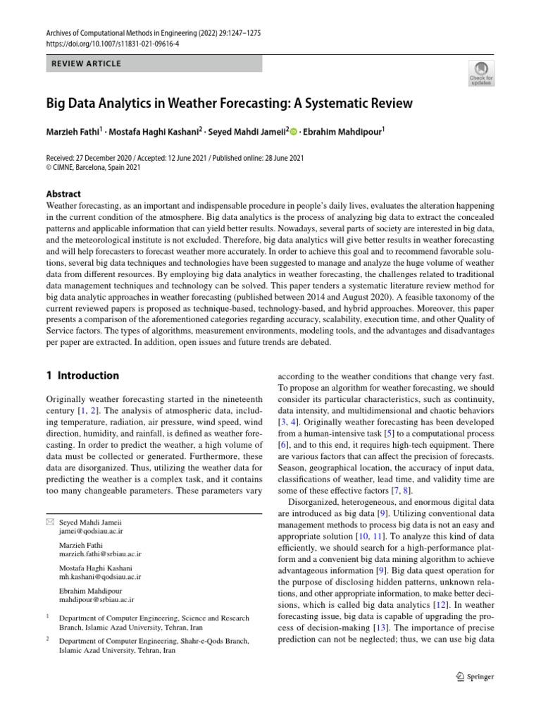 Big Data Analytics In Weather Forecasting Pdf Apache Hadoop Apache Spark