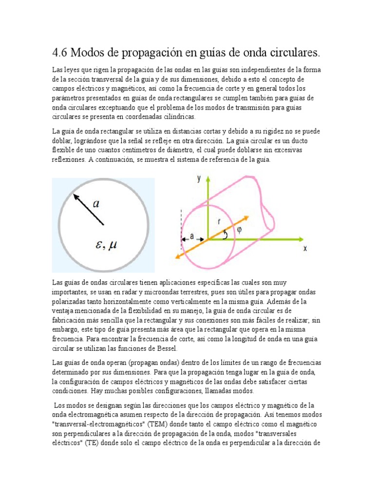 4.6 Modos de Propagación en Guías de Onda Circulares | PDF | Guía de onda | Longitud de onda