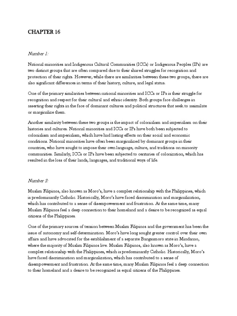RPH CHP16 | PDF | Philippines | Minority Group