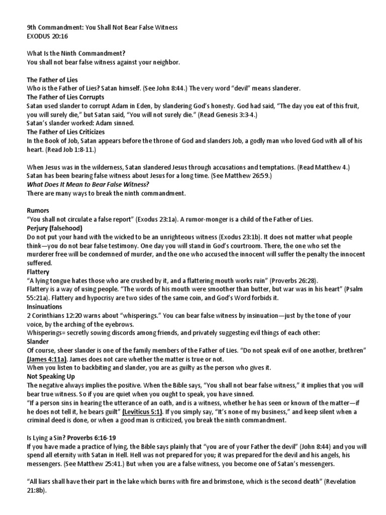 9th Commandment | PDF | Satan | Religious Belief And Doctrine