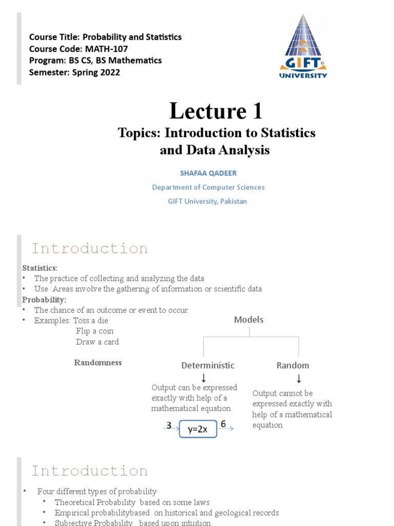 Lecture 1 Slides | PDF | Probability | Statistics Lecture 1 Slides | PDF | Probability | Statistics