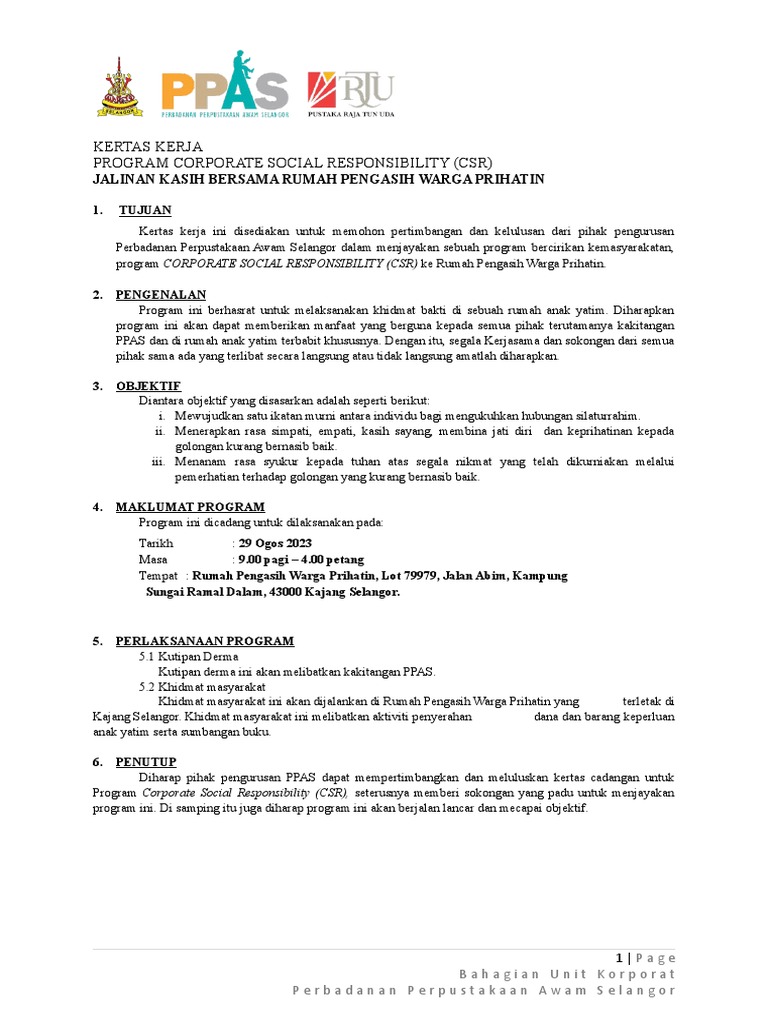 Kertas Kerja CSR Rumah Anak Yatim | PDF