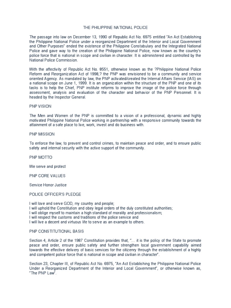 PNP History | PDF | Police | Security Guard