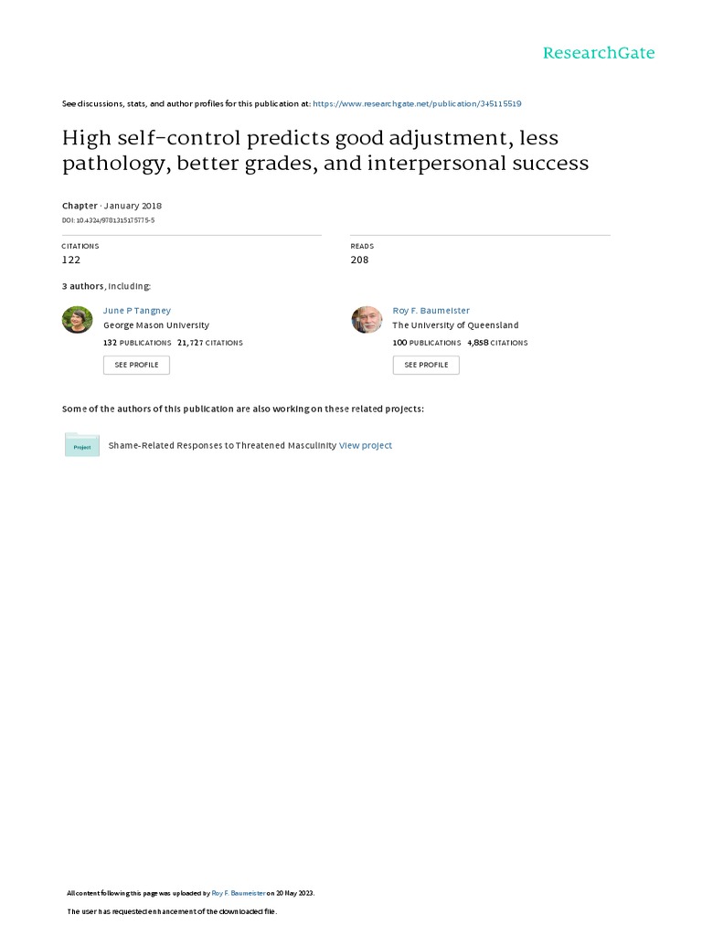 ZZ Ok Tangney, J. P., Baumeister, R. F., & Boone, A. L. (2004) . | PDF ...