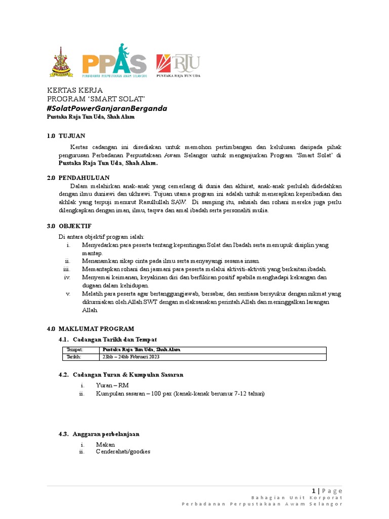 Program Smart Solat untuk Kanak-Kanak | PDF | Karier & Perkembangan ...