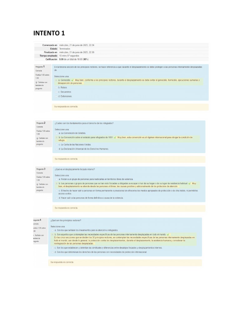 CNDH Curso Desplazamiento Forzado MODULO 1 Examen Final | PDF