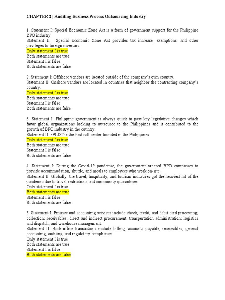 CHAPTER 2 Auditing Business Process Outsourcing Industry | PDF ...