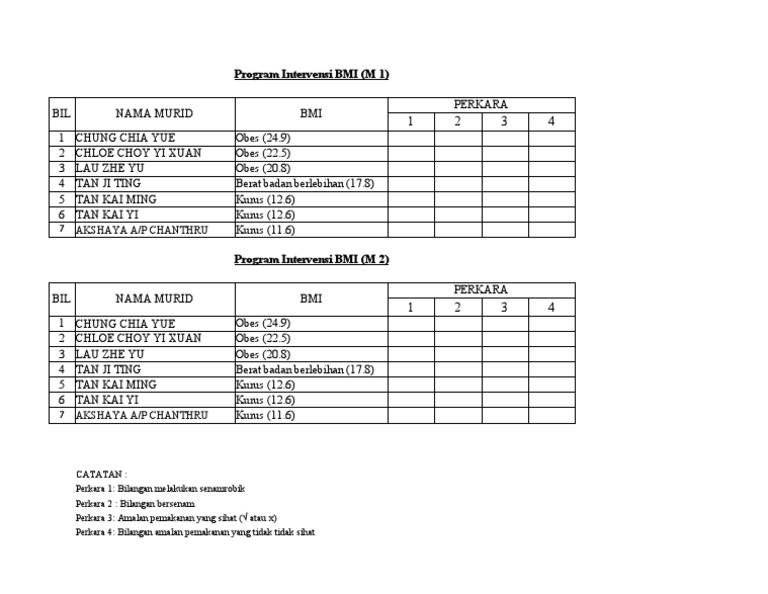 Program Intervensi Bmi | PDF