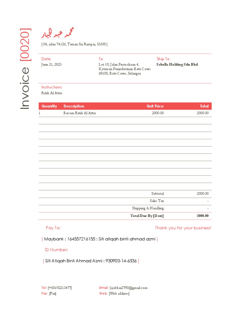 Invoice Ratib Al Attas Juni 2023 | PDF