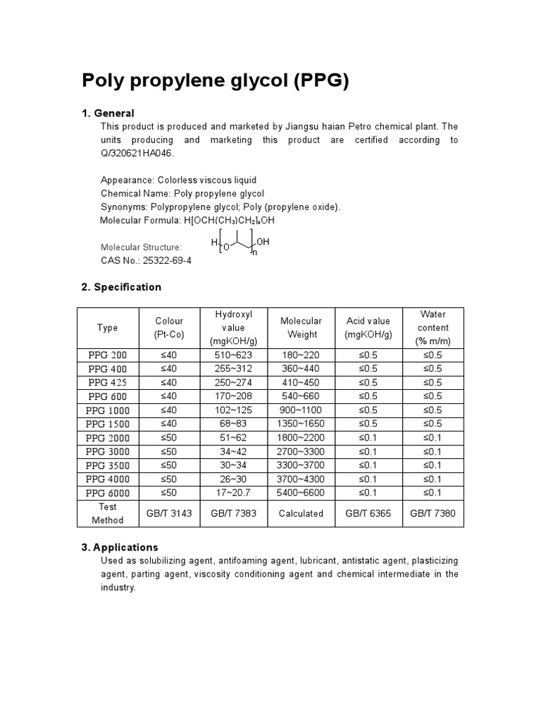 Poly Propylene Glycol | PDF