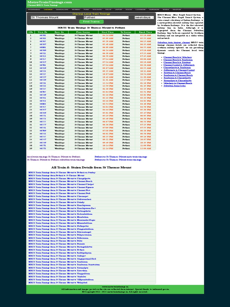 ST Thomas Mount To Potheri | PDF | Transport | Rail Transport