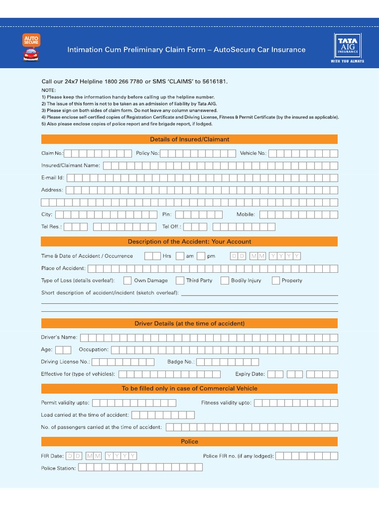 Auto Secure Claim Form | PDF