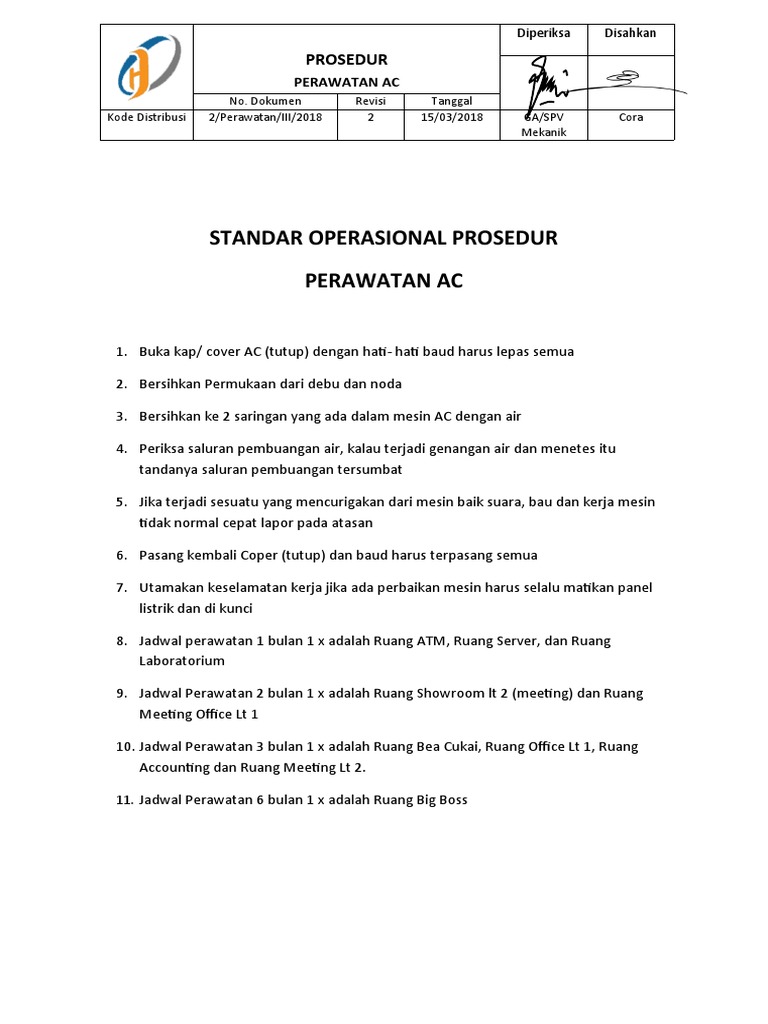 Prosedur Perawatan AC yang Aman | PDF