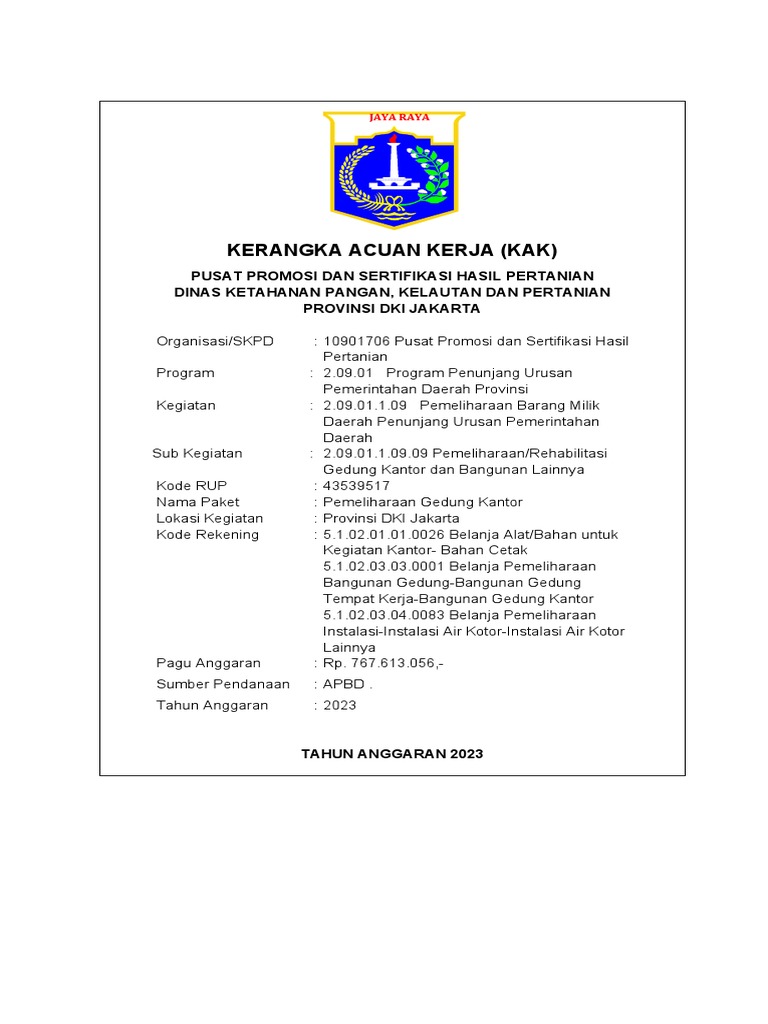 KAK Pemeliharaan Gedung Kantor 2023 R | PDF