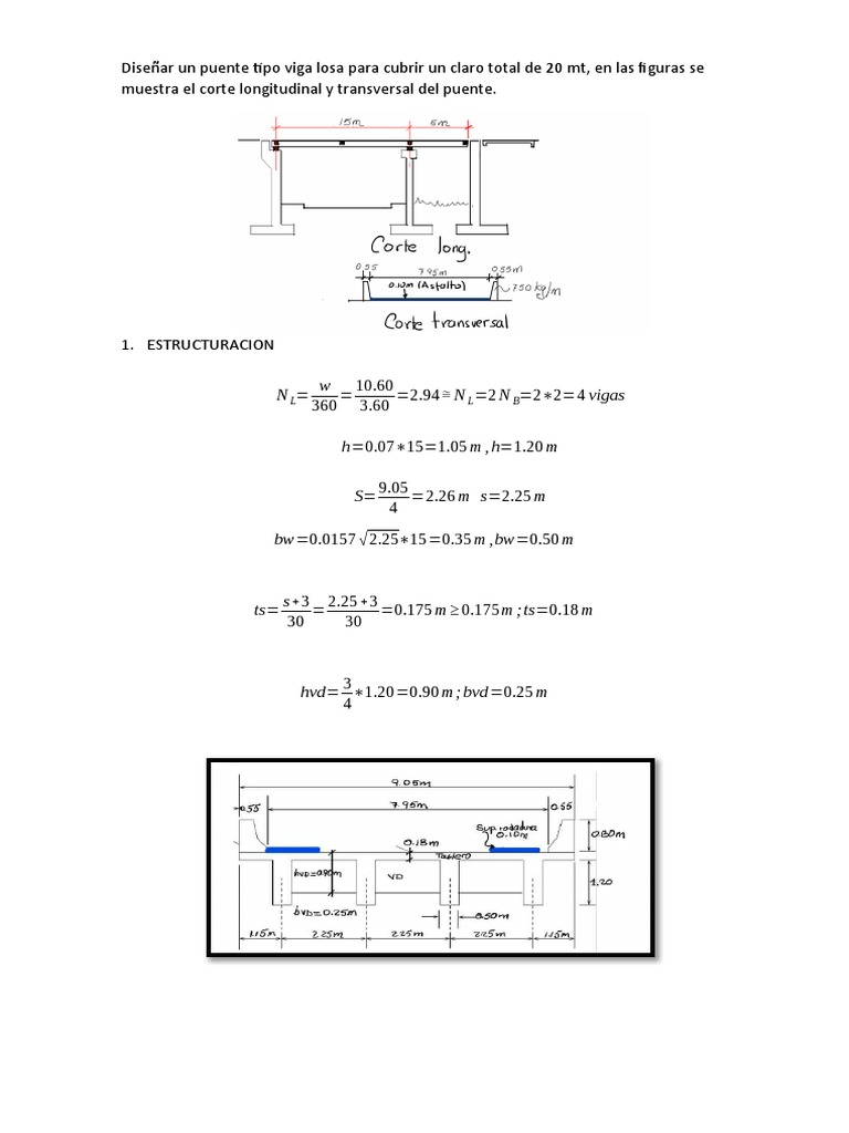 Diseñar Un Puente Tipo Viga Losa Para Cubrir Un Claro Total De 20 Mt