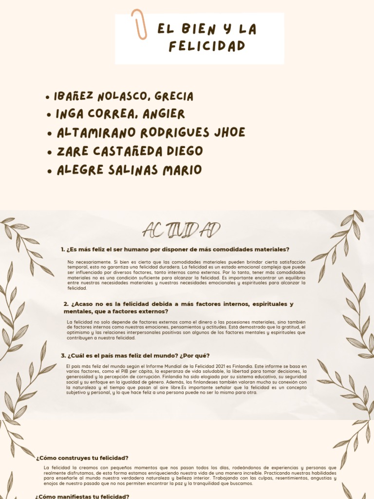 El Bien Y La Felicidad Pdf Felicidad Las Emociones