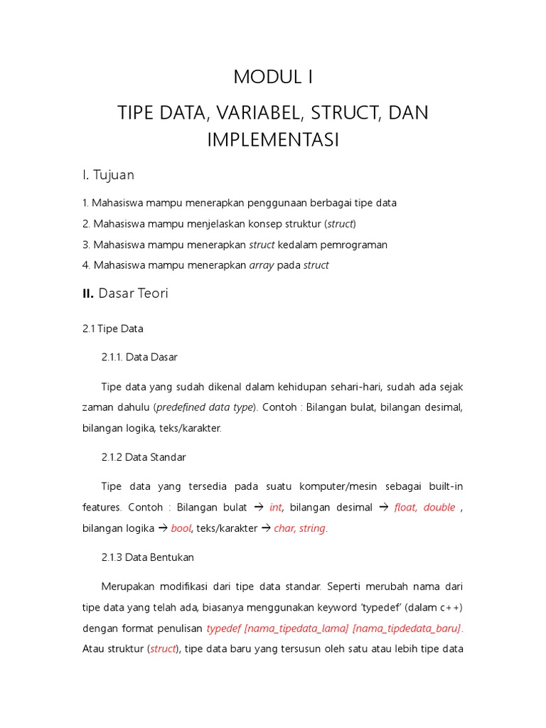 MODUL I Praktikum Alstrukdat | PDF | Komputer