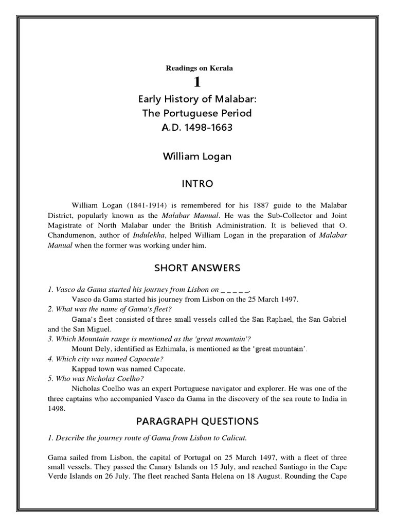 Early History of Malabar | PDF