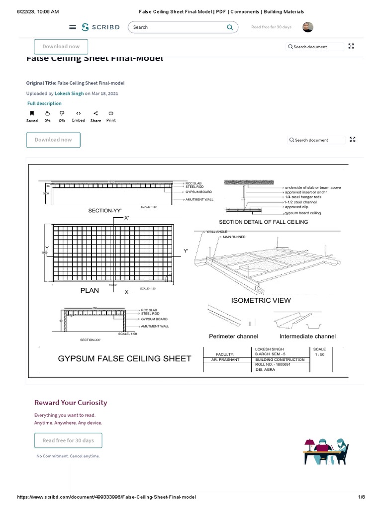 False Ceiling Sheet Final-Model - PDF - Components - Building Materials ...