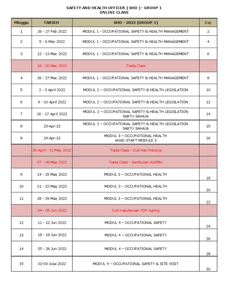 4. 2022-Master Timetable SHO B1 | PDF