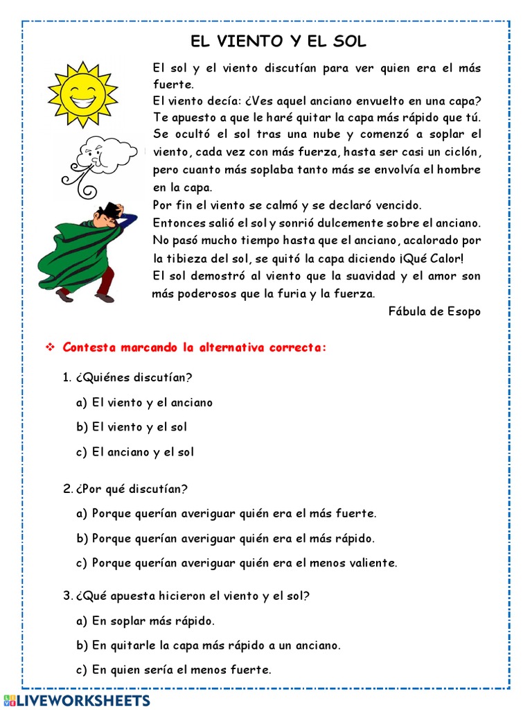 Lectura-El Viento y El Sol | PDF