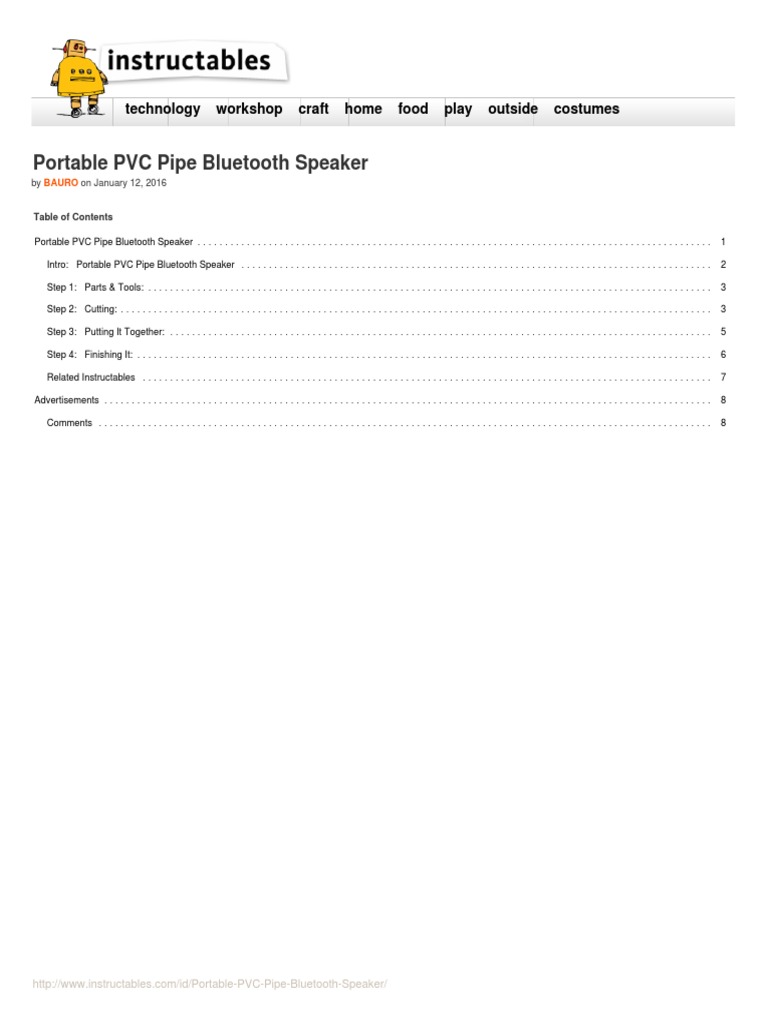 DIY Portable PVC Pipe Bluetooth Speaker | PDF | Battery Charger ...