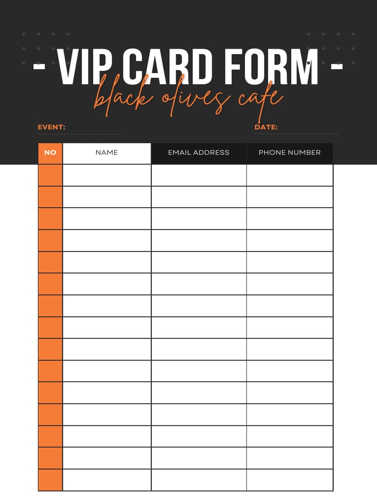 Vip Card Form | PDF