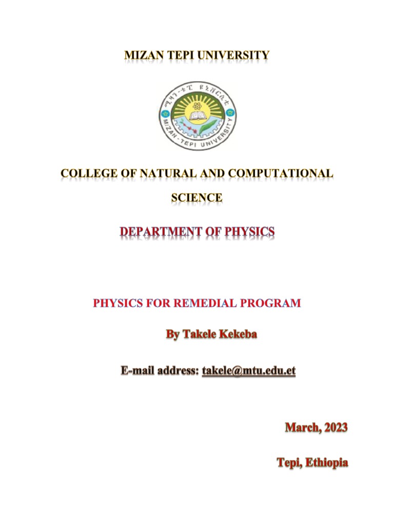 Physics For Remedial Program Lectures Note | PDF | Euclidean Vector ...