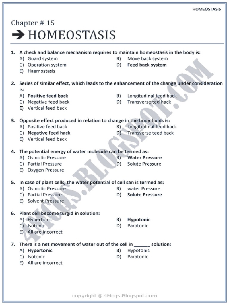 Homeostasis Notes | PDF