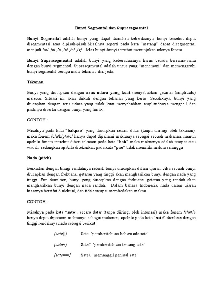 Bunyi Segmental Dan Suprasegmental | PDF