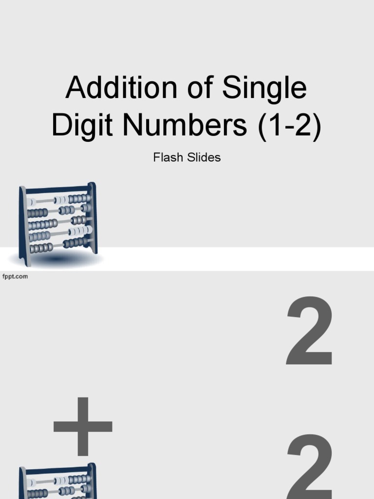 Addition of Single Digit Numbers (1-2) (Flash Card) | PDF