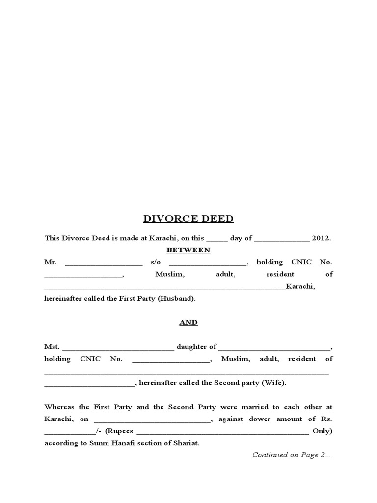 Divorce Deed | PDF | Islamic Fundamentalism | Divorce