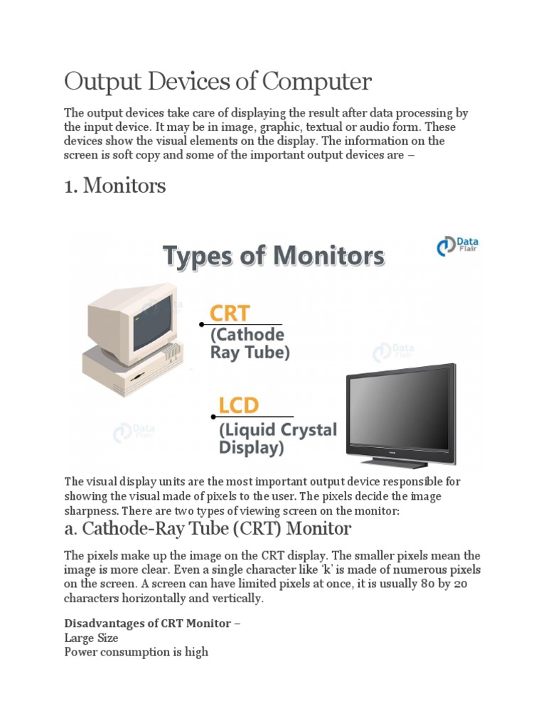 Output Devices Of Computer Pdf Computer Monitor Printer Computing