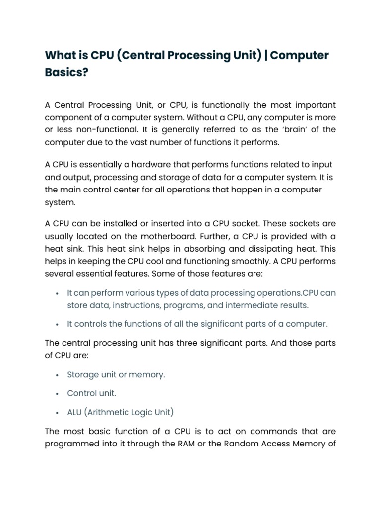 What Is CPU | PDF | Central Processing Unit | Computer Data Storage
