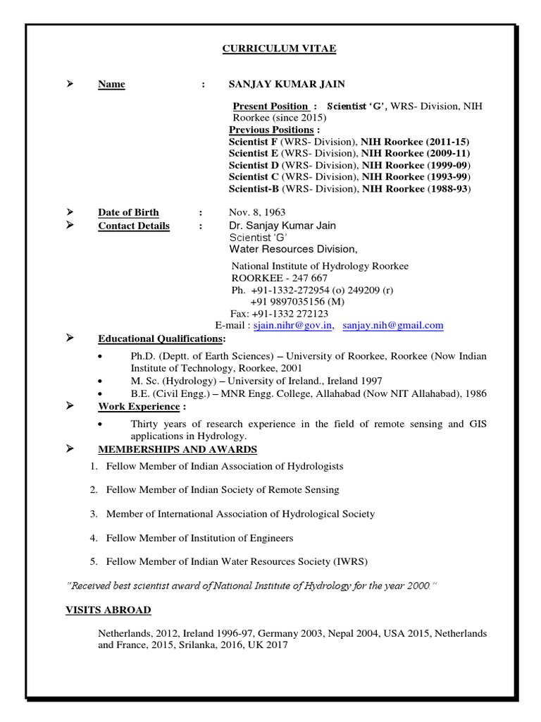CV Sanjay Jain | PDF | Hydrology | Drainage Basin