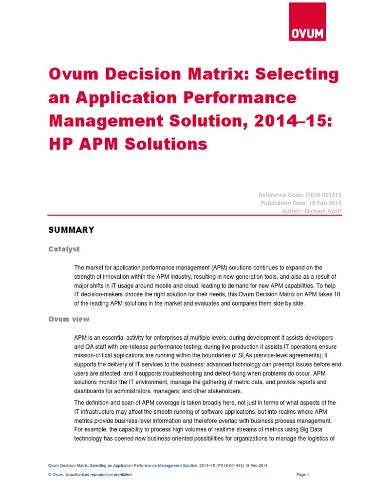 Selecting An APM | PDF | Cloud Computing | Web Application