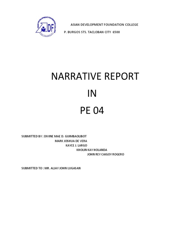 Narrative Report PE 04 1 | PDF | Indoor Sports | Athletic Sports