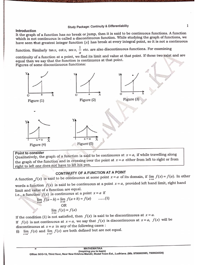 Continuity & Differentiability (Basic) | PDF