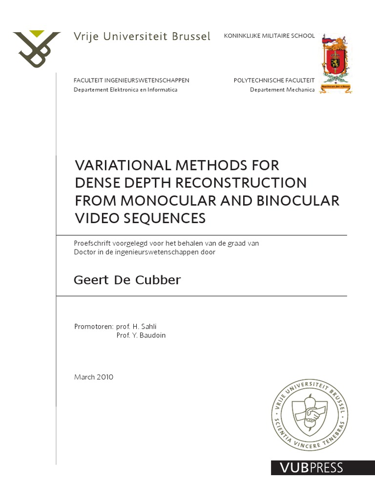 Variational Methods For Dense Depth Reco | PDF | Stereoscopy | Computer Vision